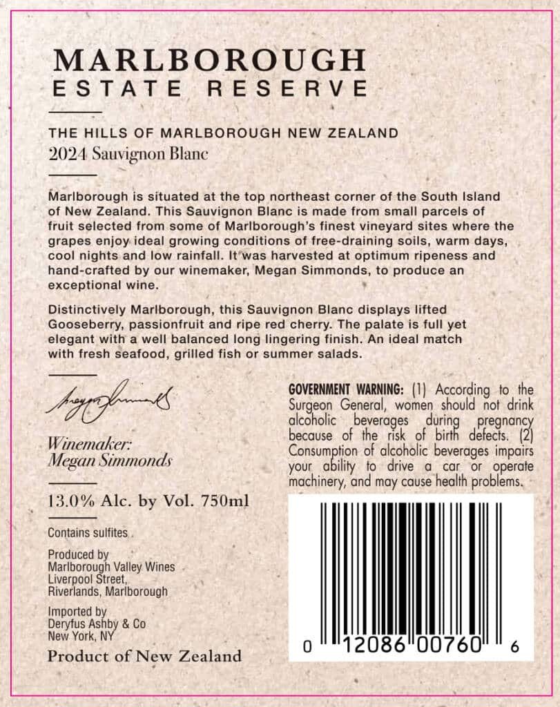 Marlborough Estate Reserve Sauvignon Blanc – Dreyfus, Ashby & Co.